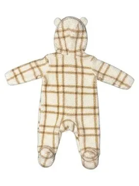 Carter's | One Pieces | Carters Cream And Tan Plaid Plush Hooded ...